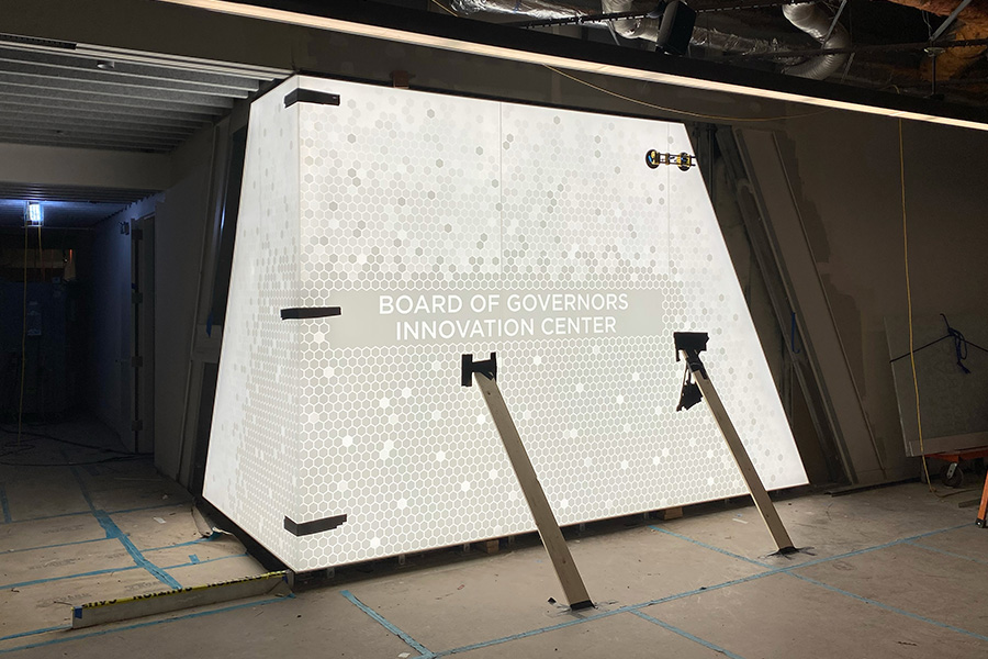 Backlit Custom Graphic Glass Walls | GPI Design