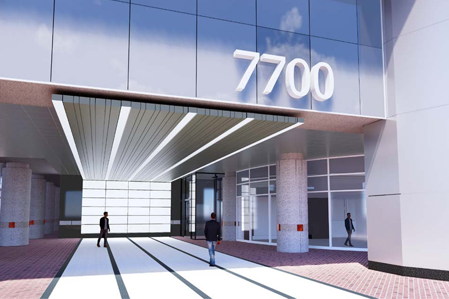 Backlit Glass Wall + Reception Desk | GPI Design